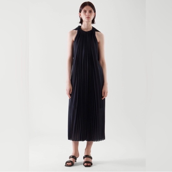 COS | Dresses | Cos Pleated Dress Navy Blue | Poshmark